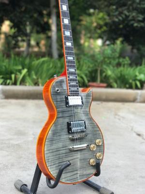 China Custom LP Electric Guitar 22 Fret Maple Body Mahogany Neck Tiger Flame Finish for sale