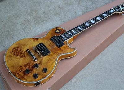 China Custom Yellow Brown Electric Guitar 22 Fret Mahogany Body with EMG Pickups for sale
