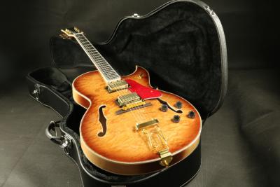 China Tobacco Burst Hollow Body Electric Guitar with Abalone Inlay 22 Fret Basswood Maple for sale