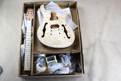 China Custom Semi-hollow Electric Guitar Kit Mahogany Body Neck 24 Fret Chrome Hardware DIY for sale