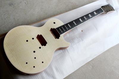 China Custom LP Electric Guitar Kit Mahogany Body Neck 22 Fret Flame Maple Veneer DIY Parts for sale