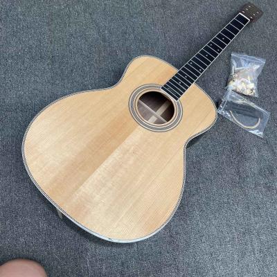 China Custom 40 inch OM45 Body DIY Acoustic Guitar Kit Spruce Top Rosewood Fingerboard No Painting for sale