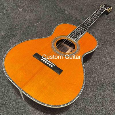 China 39 Inch Solid Rosewood Back Acoustic Guitar Spruce Top Ebony Fretboard 21 Frets Abalone Inlay for sale