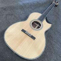 China Custom OOO-45 Solid Wood Acoustic Guitar Martin Style Cutaway 12 Frets 43mm Nut Ebony Fingerboard OEM for sale