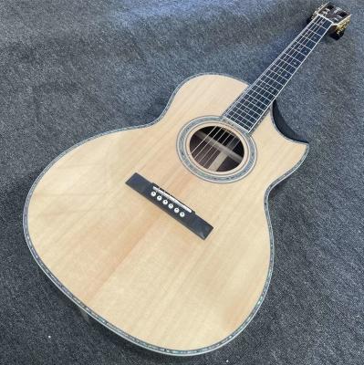 China Custom OOO-45 Solid Wood Acoustic Guitar Martin Style Cutaway 12 Frets 43mm Nut Ebony Fingerboard OEM for sale