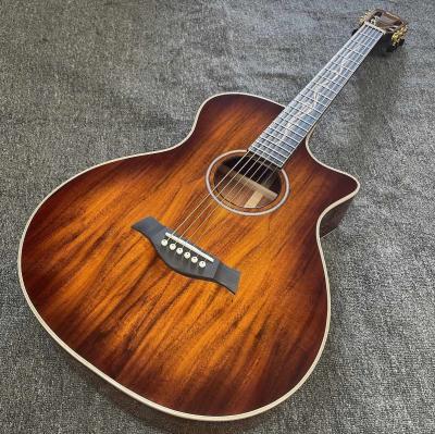 China Custom 6 String KOA Wood Acoustic Guitar Taylor Style Gloss Body 20 Fret Ebony Fingerboard for sale