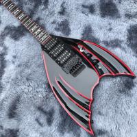 China Custom Black Bat 6-String Electric Guitar with Tremolo Bridge Mahogany Body 22 Frets for sale