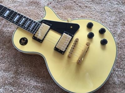 China Custom LP Electric Guitar Cream Color 7 Ply Binding Ebony Fingerboard 20 Frets Golden Hardware Grover Tuner for sale