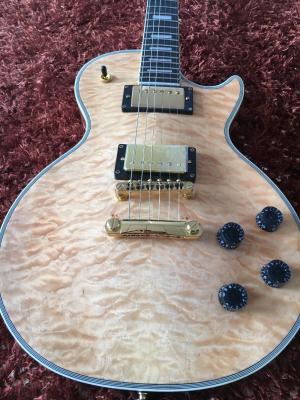 China Custom LP Electric Guitar Natural Quilted Maple Top Ebony Fingerboard 22 Frets Golden Hardware for sale