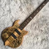 China Custom 4 String Neck Through Body Alembic Style Electric Bass Guitar Tree Burl Top 34 Inch Scale for sale