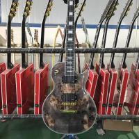 China Custom GB Style Les Paul LP Electric Guitar Gray Burl Maple Top 24 Fret Gold Hardware for sale