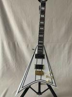 China White V Shape Electric Guitar Solid Body HH Pickup Gold Hardware for sale