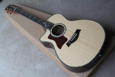 China 41 inch Left Handed Acoustic Guitar Ebony Fingerboard Solid Spruce Top Cutaway Natural Wood Color Fishman EQ for sale