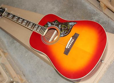 China Factory Custom 41 Inch Hummingbird Acoustic Guitar 20 Frets Cherry Sunburst Solid Spruce Top for sale