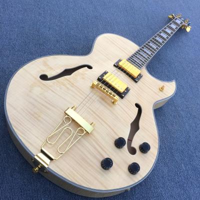 China Custom Hollow Body Jazz Electric Guitar Flamed Maple Top 22 Fret Mahogany Body for sale