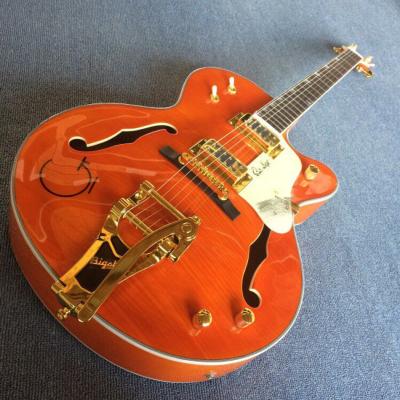 China Hollow Body Jazz Electric Guitar Double F Holes Tremolo Flame Maple Top 22 Fret Mahogany Body for sale