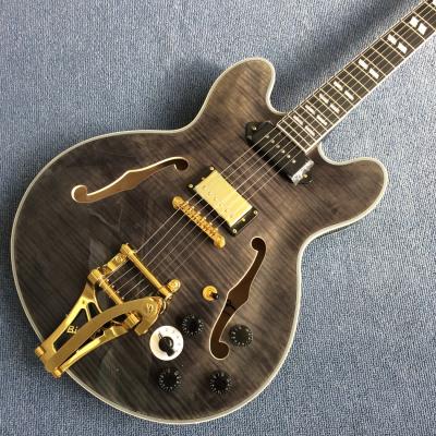 China Mahogany Jazz Electric Guitar 22 Fret Ebony Fingerboard Double F Holes for sale
