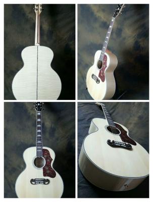 China Wholesale SJ200 Solid Spruce Top Acoustic Guitar 43 Inch Jumbo Flame Maple Back for sale