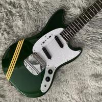 China Custom Fender Mustang Style Electric Guitar Metallic Green S-S Pickups Chrome Hardware 22 Frets for sale
