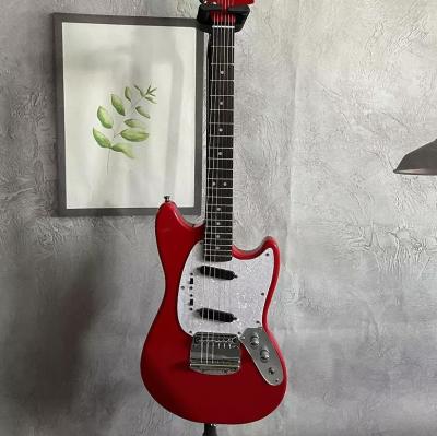 China Custom Fender Mustang Style Electric Guitar Red S-S Pickups Chrome Hardware 22 Frets for sale