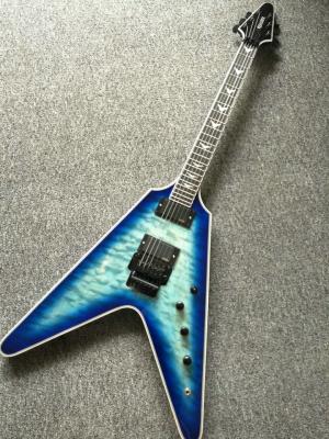 China Custom Blueburst Flying V Electric Guitar 22 Fret Mahogany Body OEM for sale
