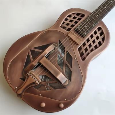China 19 Series Metal Body Resonator Guitar Duolian Style Resophonic Guitar 6 String for sale