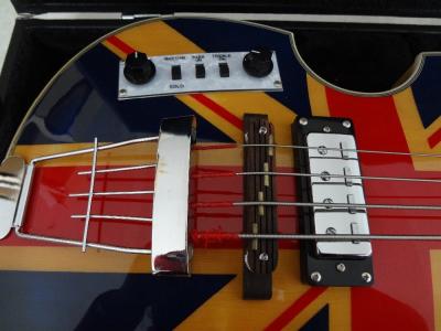 China Hofner Contemporary Series BB2 4 String Bass Guitar UK Flag Flame Maple Top 24 Fret for sale