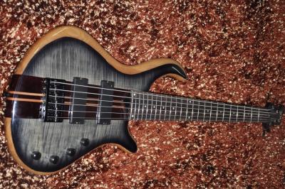 China Mayones Custom 6 String Electric Bass Guitar Neck Through Body Alder Flamed Maple Active Pickups for sale