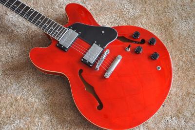China Semi-Hollow ES335 Electric Jazz Guitar Mahogany Body Maple Neck 22 Frets Red for sale