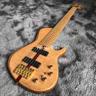 China Neck Through Body Ash Wood 6 Strings Butterfly Style Electric Bass 940mm Scale Length for sale