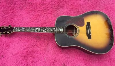 China Sunburst Chibson J45 Deluxe Acoustic Electric Guitar Rosewood Body 21 Fret Real Abalone Inlays for sale