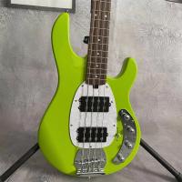 China Custom 4 String Stingray Electric Bass Guitar Green White Pickguard Rosewood Fretboard 34 Inch Scale for sale