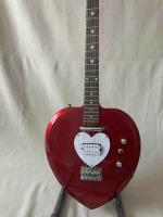 China Custom Heart Shaped Electric Guitar Black Short Scale 22 Frets Mahogany Body Humbucker Pickups for sale