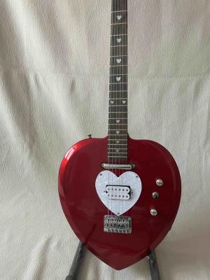 China Custom Heart Shaped Electric Guitar Black Short Scale 22 Frets Mahogany Body Humbucker Pickups for sale