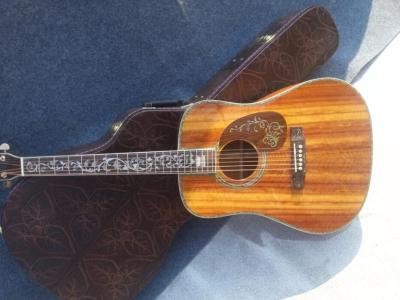 China All Koa Wood Round Body Classic Acoustic Guitar 21 Fret Mahogany Neck Rosewood Fingerboard for sale