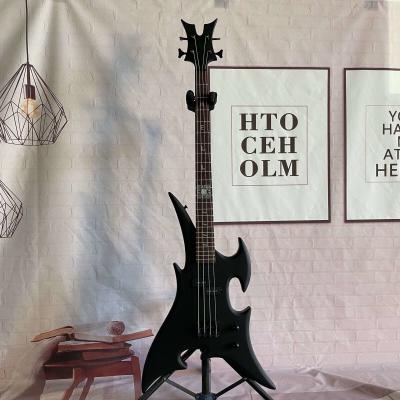 China Custom Special Shape 4 Strings Electric Bass Guitar Basswood Body Matte Finish 34 Inch Scale for sale