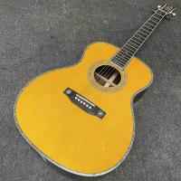 China Custom OM Body Yellow Acoustic Electric Guitar Solid Rosewood Back Side 41 inch for sale