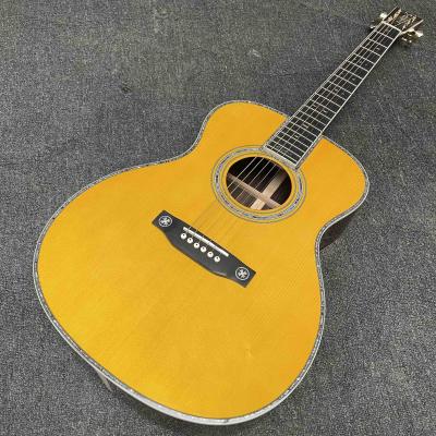 China Custom OM Body Yellow Acoustic Electric Guitar Solid Rosewood Back Side 41 inch for sale