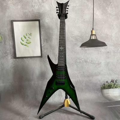 China Custom 7 String Electric Guitar Bird of Prey Inlay Flamed Maple Top Green Burst for sale