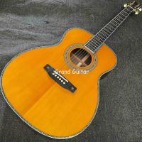 China Custom OM Body Spruce Top Yellow Gloss Acoustic Electric Guitar Rosewood Back Sides 6 String for sale