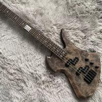China Custom 5 String Neck Through Body Electric Bass Guitar Burl Maple Top Special Body for sale
