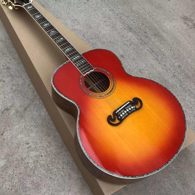 China Custom 43 Inch Acoustic Guitar Solid Spruce Top Abalone Inlays Maple Koa Back Side for sale