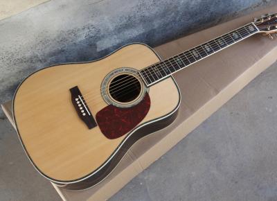 China AAA Solid Spruce Top Acoustic Electric Guitar with Ebony Fingerboard 21 Fret OEM Custom Round Body for sale