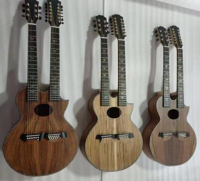 China Custom Double Neck 6+12 String Acoustic Guitar KOA Wood Ebony Fingerboard Matte Finish for sale