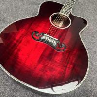 China Custom Deluxe SJ200 Solid KOA Top Cutaway Jumbo Acoustic Guitar, Solid KOA Back Side, 43 Inch Gibson Style for sale