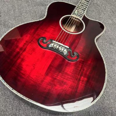 China Custom Deluxe SJ200 Solid KOA Top Cutaway Jumbo Acoustic Guitar, Solid KOA Back Side, 43 Inch Gibson Style for sale