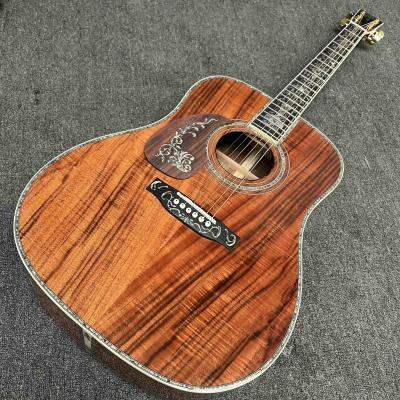 China Left Handed D Body Solid Koa Top Acoustic Guitar with KOA Back Sides 20 Fret Ebony Fingerboard OEM for sale