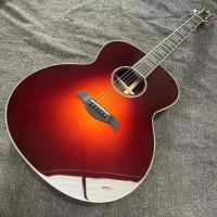 China Custom Taylor Style 818 Acoustic Guitar Deep Sunburst Solid Rosewood Back Sides X Bracing Bone Nut for sale
