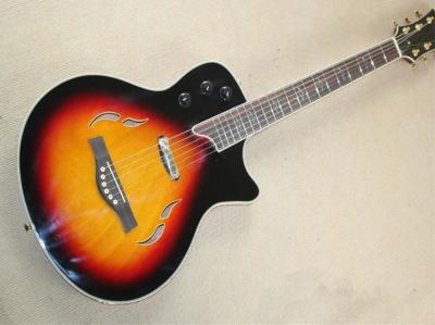 China Wholesale Custom 21 Fret T5 Semi Hollow Body Acoustic Guitar Tobacco Sunburst Maple Mahogany for sale