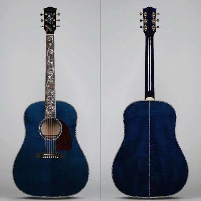 China Custom Gibson Style Solid Adirondack Spruce Top Solid Tiger Maple Back Side J-45 Acoustic Guitar in Blue for sale